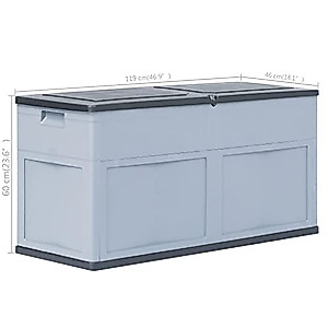 INLIFE 84.5 Gal Garden Storage Deck Box,Waterproof Outdoor Storage Box Storage Cabinet Plastic Garden Organizer For Patio,Lawn,Backyard Outdoor Bench With Storage Gray 46.9"x 18.1"x 23.6"