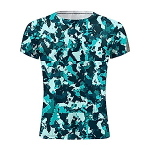 DUOWEI Men Fashion Spring Summer Casual Short Sleeve O Neck Camouflage Printed T Shirts Top Blouse