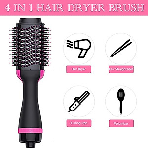 Hair Dryer Brush Blow Dryer Brush in One, FYAIRO 4 in 1 One Step Hair Dryer and Styler Volumizer with Negative Ion Anti-frizz Ceramic Titanium Barrel Hot Air Brush for Drying, Straightening, Salon