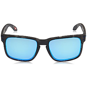 Oakley Men's OO9102 Holbrook Square Sunglasses, Matte Black Tortoise/Prizm Sapphire Iridium Polarized, 57 mm