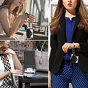 BIHRTC Keyring Wallet Keychain Silicone Beads Bracelet Wristlet with Hand-knitted Net Chapstick Holder Bag PU leather Tassel for Women and Girls House Car Keys Ring Holder Bangle