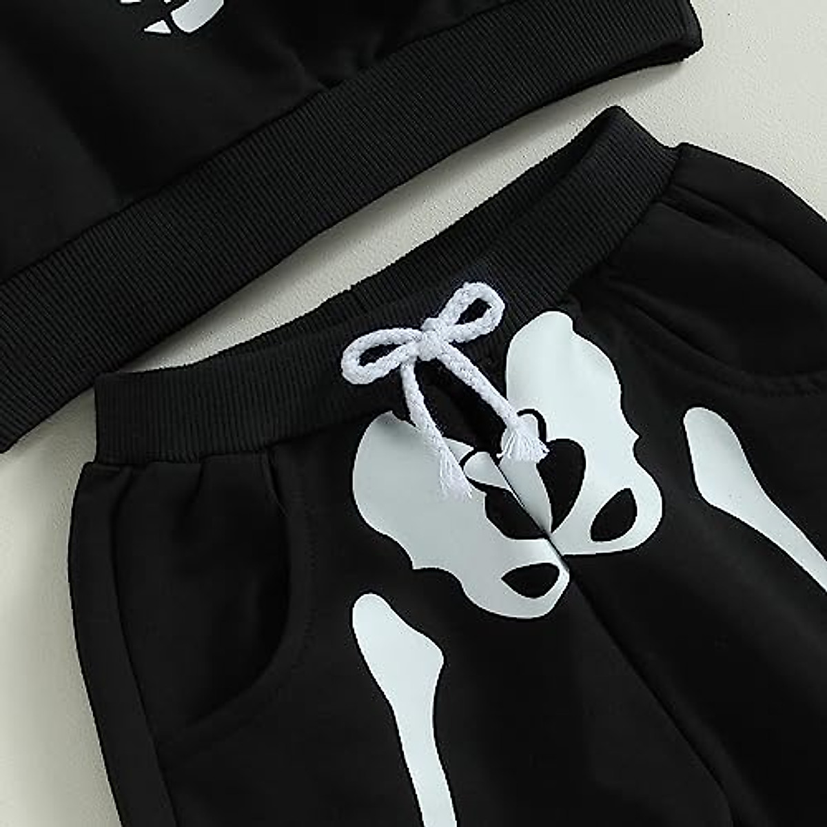 Halloween Baby Clothes Toddler Boy Pumpkin Sweatshirt Hoodie Skeleton Hooded Sweatsuit Set Little Kid Fall Outfit (Black,6-7 Years)