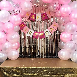 DUILE 60pc Light Pink Balloons Metallic Pink Balloon Pink Latex Balloons Pink Confetti Balloons and Pear White Balloons for Birthday Baby Shower Princess Party Decorations