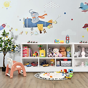 Costzon Toy Storage Organizer for Kids, 5-Section School Classroom Storage Cabinet for Organizing Books Toys, Wooden Bookshelf Daycare Furniture for Playroom, Kids Room, Nursery, Kindergarten (White)