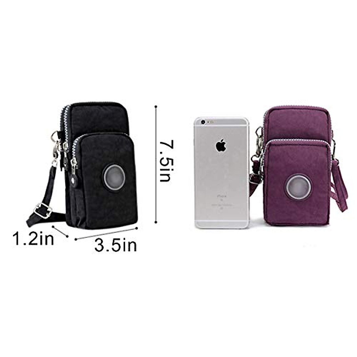 3-Layers Cellphone Pouch Wristlet Purse Waterproof Sports Armband Shoulder Bag Wallet