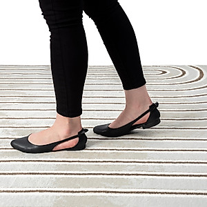 Abani Glam Collection Area Rug - Beige/Cream Modern Abstract Design - 6' x 9' - for Living Room, Bedroom & Office