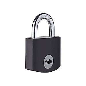 Yale Covered Aluminum Padlock with 3 keyed Alike Keys for Indoor and Outdoors use, Gym Locker, and Toolbox (Black)