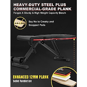 LINODI Weight Bench, Adjustable Strength Training Benches for Full Body Workout, Multi-Purpose Foldable Incline Decline Home Gym Bench