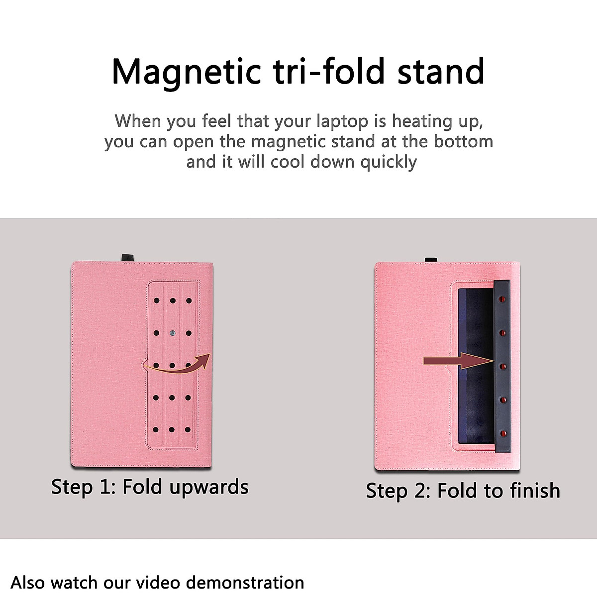 Cover Case for HP Envy x360 2-in-1 Laptop 14-FA 14z-FA & 14-fc 14t-fc &for HP Spectre x360 14-EU 14t-EU,PU Leather Protective Sleeve with Foldable Cooling Bracket (Pink)