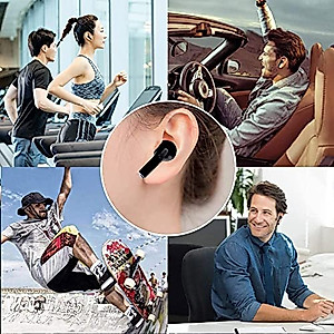 QiTooMar Mini Wireless Earbuds for Men/Women, Waterproof Sports Bluetooth Headphones, Stereo Noise Canceling in-Ear Headset Buds Earphones, 24Hours Support for Smartphone（Black）