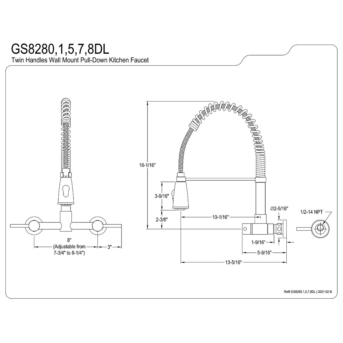 Kingston Brass GS8280DL Concord Pull-Down Sprayer Kitchen Faucet, Matte Black
