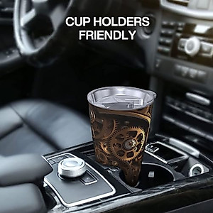 quopvn Cool Steampunk Gears Print 20oz Car Cup Ps Material Lid, Perfect For Hot & Cold Drinks