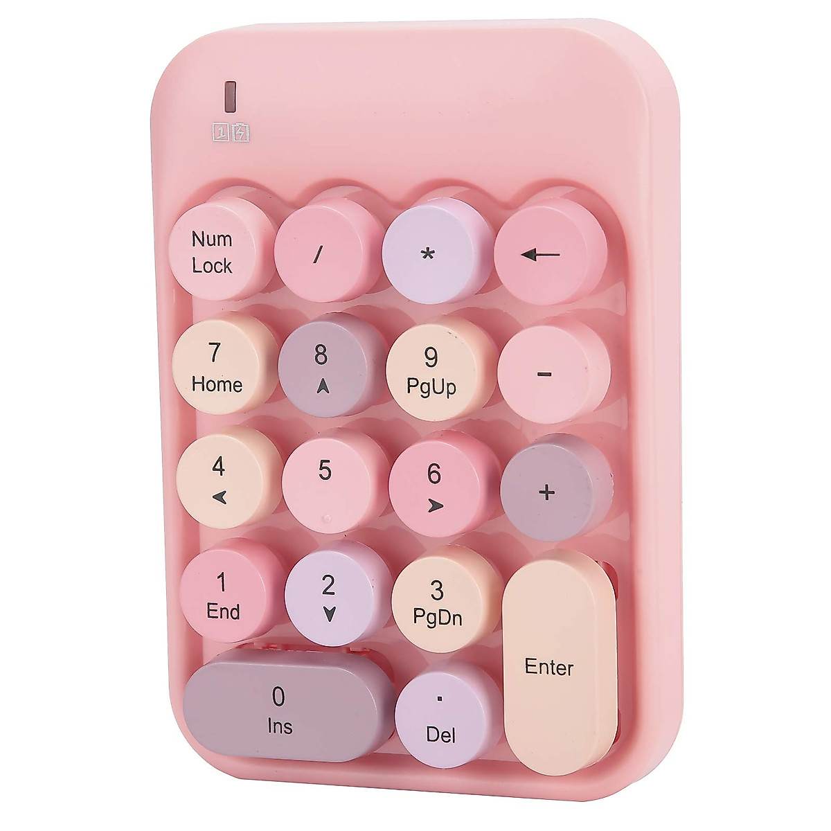 S erounder Wireless Numeric Keypad, Mini Digital Numpad 18 Keys Ergonomic Number Pad Keyboard with 2.4G USB Receiver & Cholate Keycap for LaptopPCDesktop(Pink)