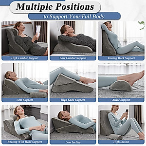 Axelrod Bed Wedge Pillow Set Foam | Adjustable Pillows for Back, Leg and Knee Pain Relief | Post Surgery Ortho Pillow – Anti Snoring, Heartburn, Acid Reflux & GERD- Grey