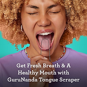 GuruNanda Tongue Scraper for Adults (2 Pack) with Travel Case, 420 Medical-grade 100% Stainless Steel Tongue Cleaner, Aids in Fresh Breath & Oral Care