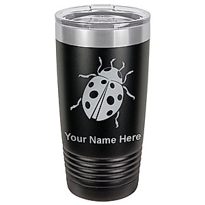 LaserGram 20oz Vacuum Insulated Tumbler Mug, Ladybug, Personalized Engraving Included (Black)