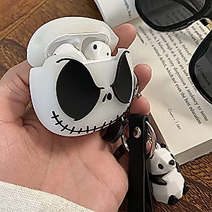 CCXNAS Compatible with Airpods Case Cover with Keychain, Halloween Luminous Skull for Airpods 2nd & 1st Cases, Soft Silicone Cute Funny Anime Case for Apple Airpods 2/1