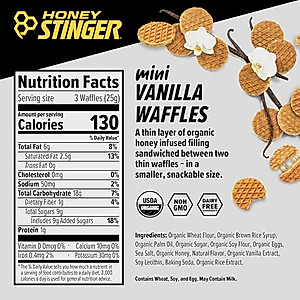 Honey Stinger Organic Mini Vanilla Waffles | Energy Stroopwafel for Exercise, Endurance and Performance | Sports Nutrition for Home & Gym, Pre and Post Workout | 1 Bag, 5.3 Ounce