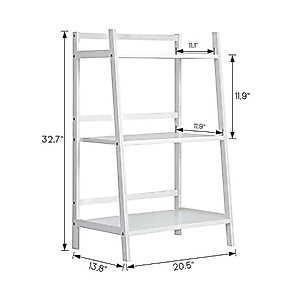 MoNiBloom Ladder Shelf for Plant Flower Book, Bamboo 3-Tier Trapezoid Storage Shelf Organizer for Living Room Balcony Kitchen Bathroom Home Office, White