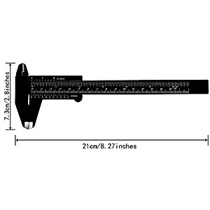 Honoson 10 Pieces 150 mm Mini Plastic Caliper Vernier Caliper Double Scale Sliding Gauge Measuring Tool for Student Office, 0-6 Inch, Black