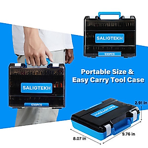 SALIGTEKH Rotary Tool Accessory Kit,530 Pcs Tool Kit, 1/8""(3.2mm) Diameter Shanks, Universal Kit Fits All Tool for Carving, Sanding, Cutting, Drilling, Grinding, Cleaning and Polishing