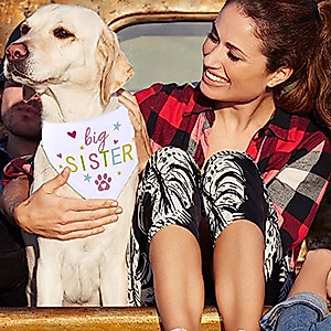 Hujiao-Zi Big Sister Pregnancy Announcement Dog Bandana, Gender Reveal Photo Prop, Accessories Pet Scarves for Dog Lovers Owner Gift