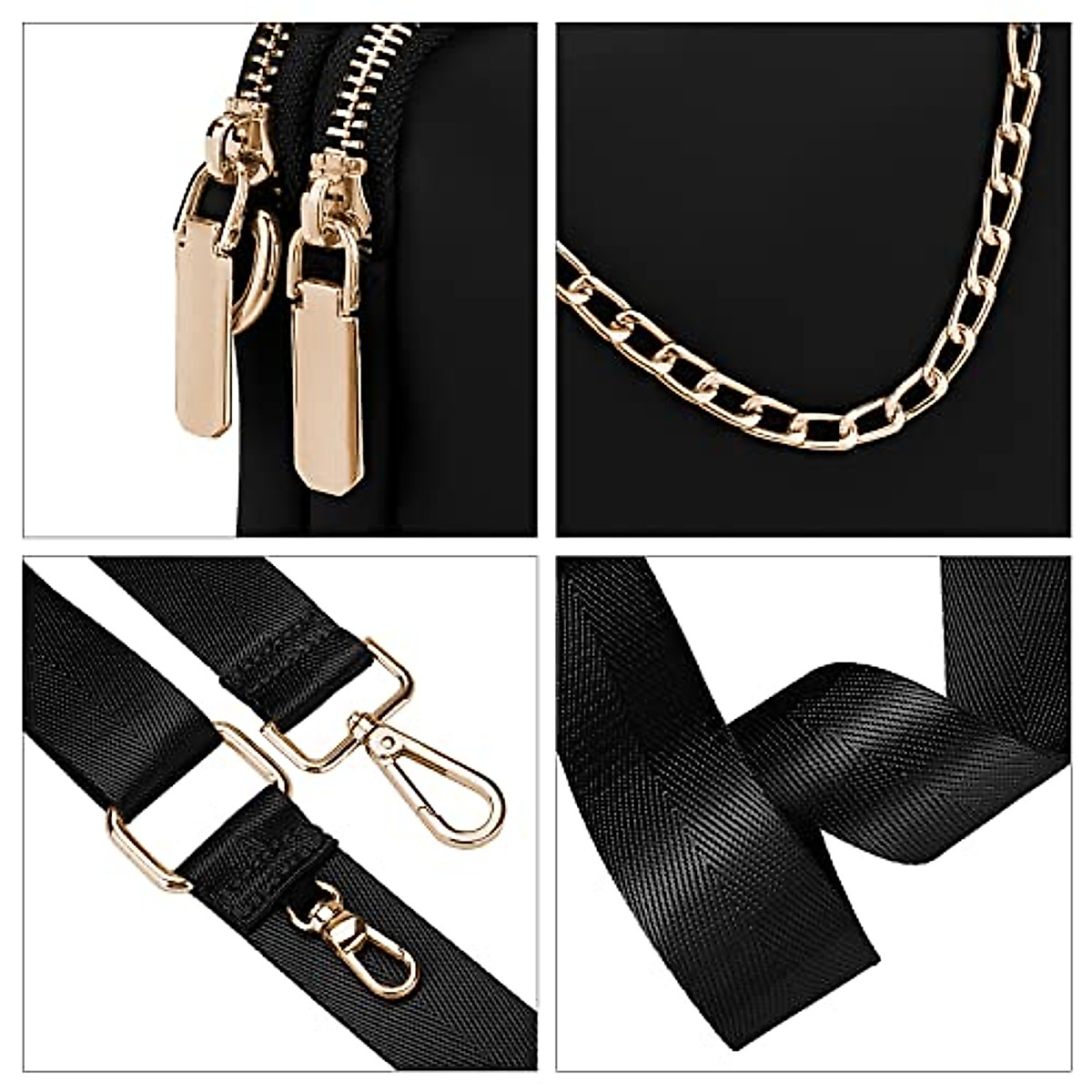 Uromee Corssbody Bags for Women Vegan Leather Fashion Shoulder Purse Fanny Pack Belt Bag Travel Hiking Detachable Pouch Adjustable Strap