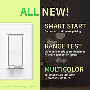 Zooz 700 Series Z-Wave Plus On/Off Switch ZEN71, White | Direct 3-Way (No Add-On Switch Needed) | Z-Wave Hub Required