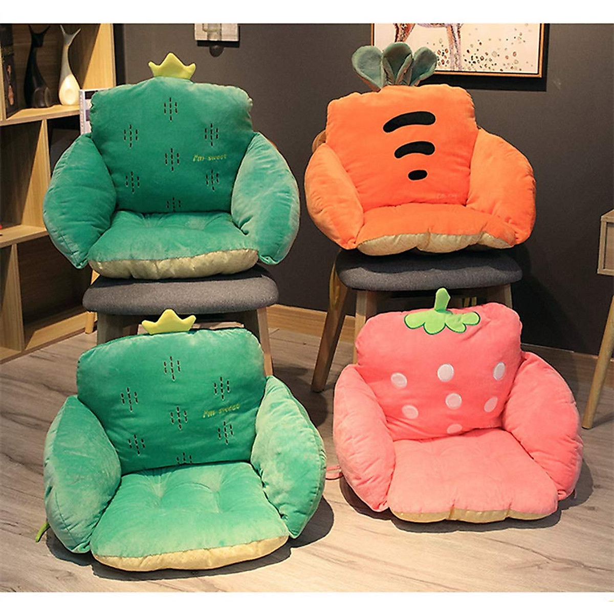 WUYU Cushion Tummy Time & Seated Support on Office Plush Vegetable Sofa Animal Sitting Comfortable Fruit Chairs Lazy Butt (Strawberry)