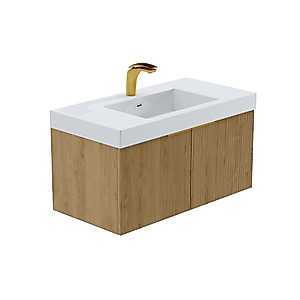 Dowell Series 032 Single Bathroom Vanity Set with Resin Basin, 36", Oak Natural