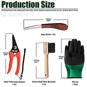 Keadic 7 pcs Horse Farrier Hoof Trimmer Tool Kit Contains Professional Horseshoe Pliers Nipper, Hoof Knife Horseshoe Brush and Rasp Hoof Cutter, Horses Hoof Trim Set for Horses Cattle Sheep Donkeys