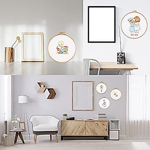 Maker Susan Reading to Rabbit Pattern Counted Cross Stitch Kits for Adults and Beginners with Wooden Hoop, DMC Fabric, Threads and Needles, Embroidery Thread Floss Organizer Cards (E2001)