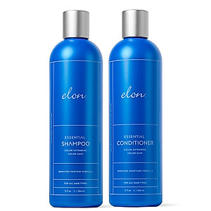 Elon Sulfate Free Shampoo and Conditioner Set (12oz) –Hair Shampoo for Color Treated Hair to Extend Color –Conditioner for Dry Hair to Nourish& Protect –Color Safe Shampoo and Conditioner