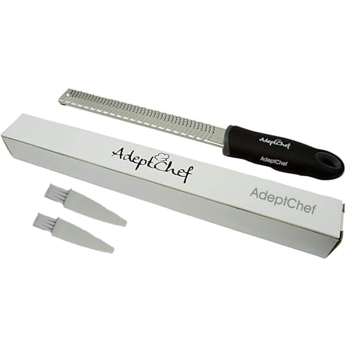 Citrus Lemon Zester & Cheese Grater by AdeptChef - Parmesan Cheese, Lemon, Ginger, Garlic, Nutmeg, Vegetables, Fruits - Very sharp Stainless Steel Blade Protective Cover, Dishwasher Safe