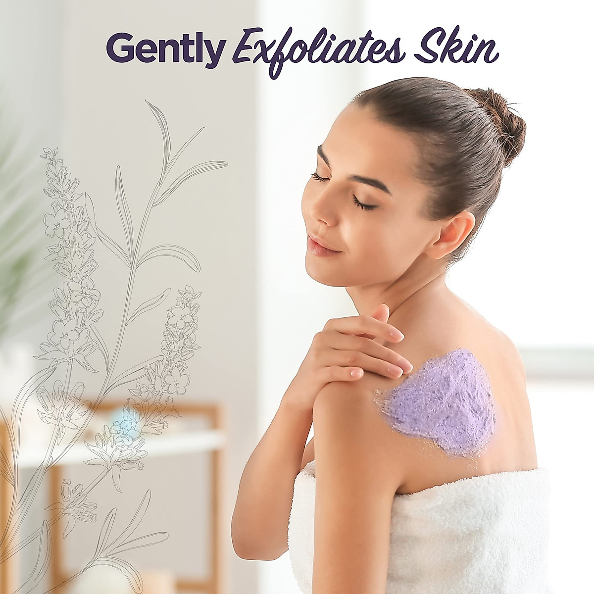 BeautyFrizz Lavender Body Scrub for Women - Exfoliating Body Scrub - Contains Sea Salt, Aloe and Shea Butter - Gently Exfoliates - 12 oz