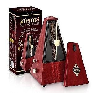 Tempi Mechanical Metronome for Musicians - 2 Year Warranty - Metronome for Piano/Guitar/Violin, Metronome Music for Adults and Kids (Molded Teak Grain Veneer)