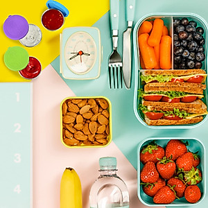 6Pack Salad Dressing Container To Go, 1.6oz Small Condiment Containers with Lids, Reusable Stainless Steel Sauce Cups Containers, Leakproof Silicone Lids for Lunch Bento Box, Picnic and Travel