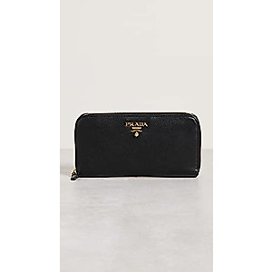 Prada Women's Pre-Loved Black Saffiano Zip Around Wallet, Black, One Size