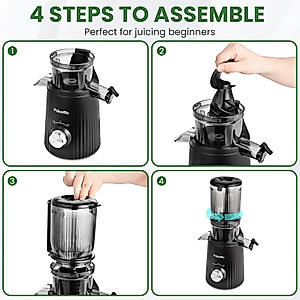 Pukomc Juicer Machines, Cold Press Juicer with 4.1'' Large Feed，Slow Masticating Machines Chute Fit Whole Vegetable And Fruit，High Juice Yield Juicer Easy to Clean