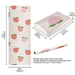 OTVEE Cute Pink Peach Yoga Mat for Women Non Slip Ultra Thin 1 MM Travel Yoga Mat with Carrying Bag Suede Fitness Exercise Mat for Yoga Pilates Workout Routines Camping