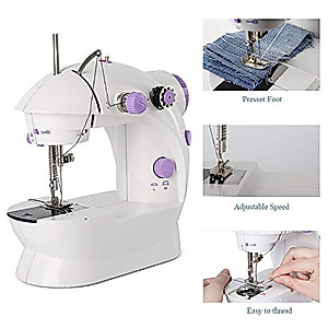 Mini Sewing Machine, Portable Sewing Machine for Beginners Adult, Electric Crafting Speed Crafting Mending Machine Electric Overlock Sewing Machines for Sewing of Silks, Denim, Wool, Leather