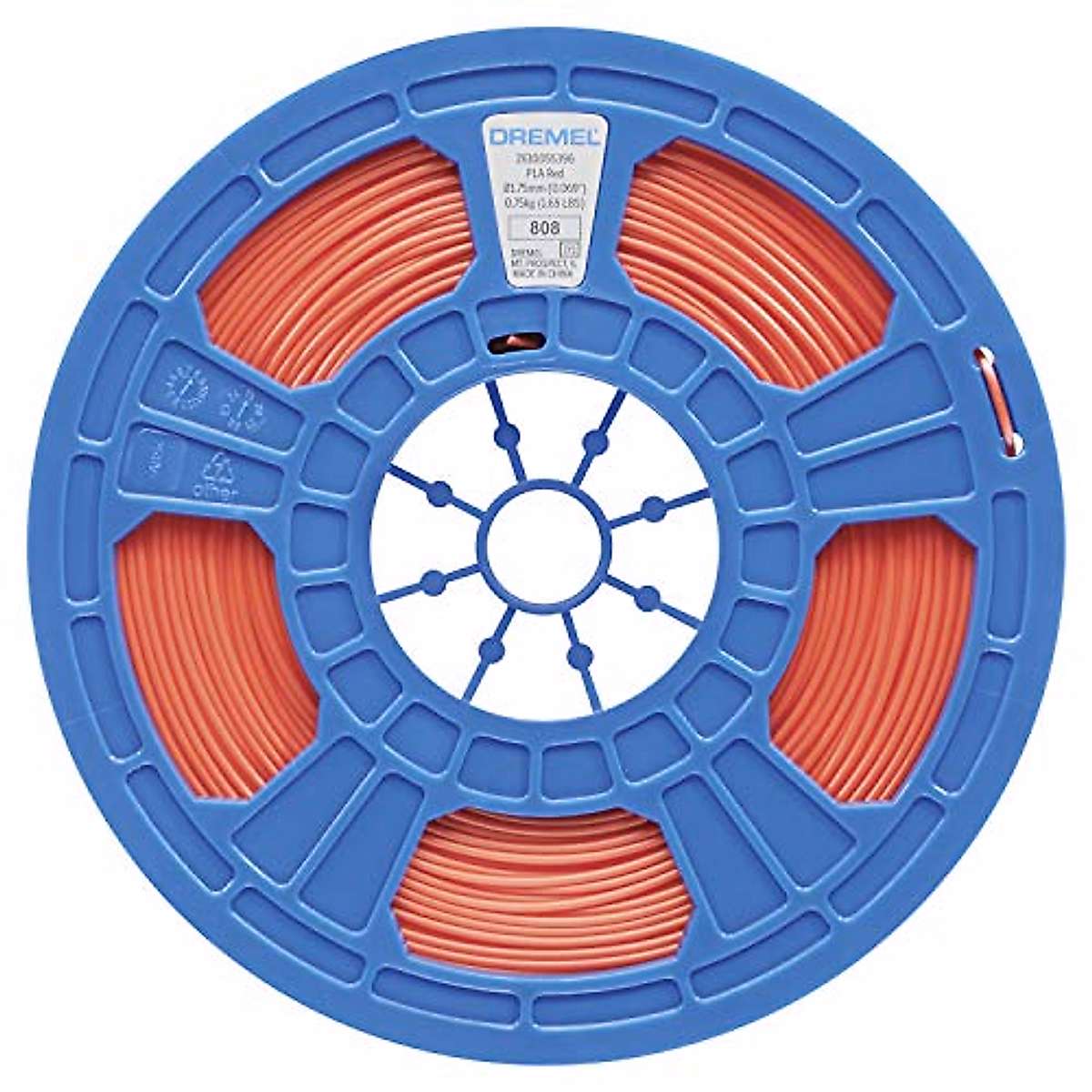 Dremel DigiLab PLA-RED-01 3D Printer Filament, 1.75 mm Diameter, 0.75 kg Spool Weight, Color Red, RFID Enabled, New Formula and 50 Percent More per Spool
