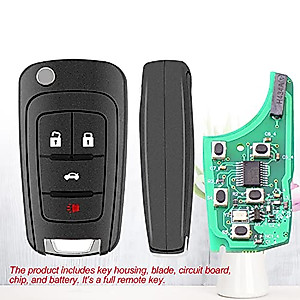 fits for 4 Button Keyless Entry Remote Uncut Flip Key Fob Chevrolet Cruze 2011-2016 Chevy Equinox Camaro 2010-2019 Buick Lacrosse Regal 2010-2016 FCCID: OHT01060512 13504206 (Pack of 1)
