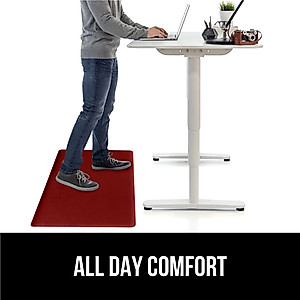 GORILLA GRIP Set of 2 Soft Anti Fatigue Mats for Kitchen Floor, 17x29 + 17x59, Stain and Scratch Resistant, Soft Ergonomic Standing Office Desk Mat, Supportive Memory Foam Rug, 1/2 Inch Thick, Red