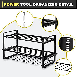 Easterville Power Tool Organizer - Wall Mount Heavy Duty Drill Holder, 3 Layers Tool Rack Cordless Drill Holder, Garage Tool Organizers with 4 Drill Holders Gift for Father