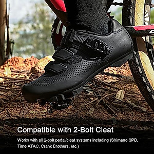 Mens Mountain Bike Cycling Shoes Women, MTB Bicycle Shoes Compatible with Shimano SPD Black Size US8