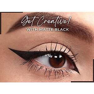 Cake Eyeliner with Applicator Brush - Water Activated Dry Pressed Eyeliner - Long-Lasting, Vibrant Color, Smudge Resistant - Vegan Cruelty Free Paraben Free (Matte Black)