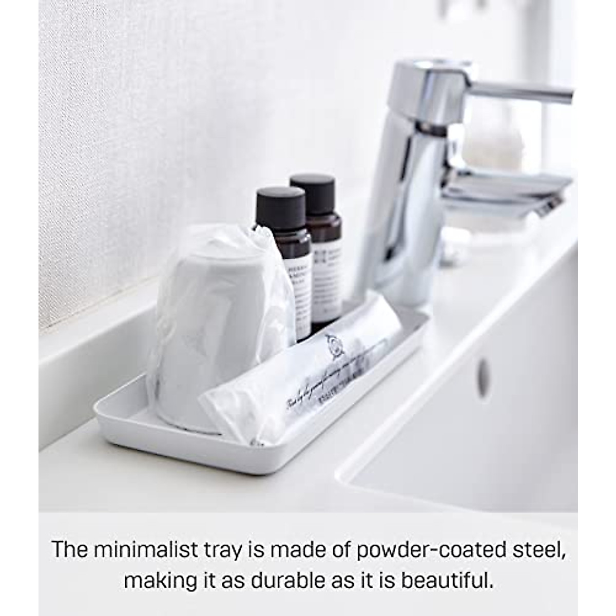 YAMAZAKI home Tower Amenity Tray L White, Flat