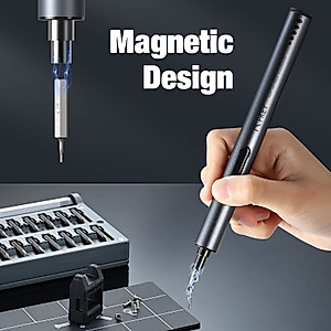 PKEY Cordless Electric Screwdriver，Electric Screwdriver Kit with 55 Magnetic Precision Bits ，2 Torque Settings，3 LED Light, Ideal For Computer, Bookcase, Bicycle，Watch