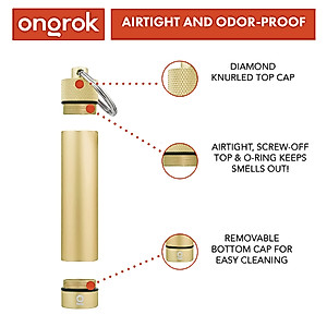 ONGROK Premium Storage Tube, Keychain, Pocket-Sized, Airtight, Aluminum Metal Holder and Case (Gold)